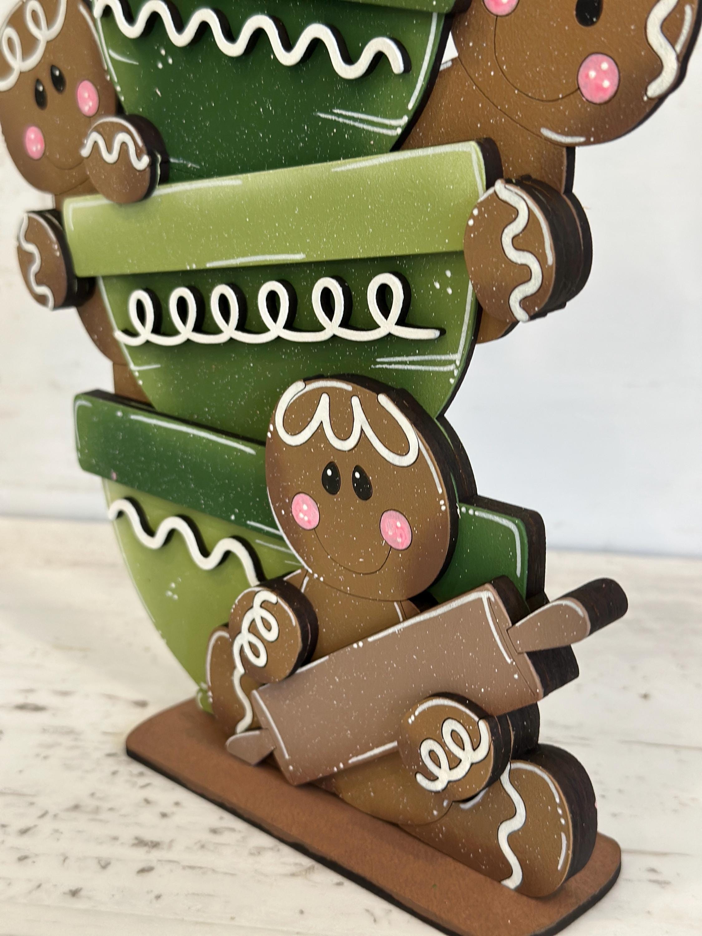 Gingerbread Men Stacking Bowls Standing Sign File SVG, Santa Christmas Baking Cookies Mantle ...