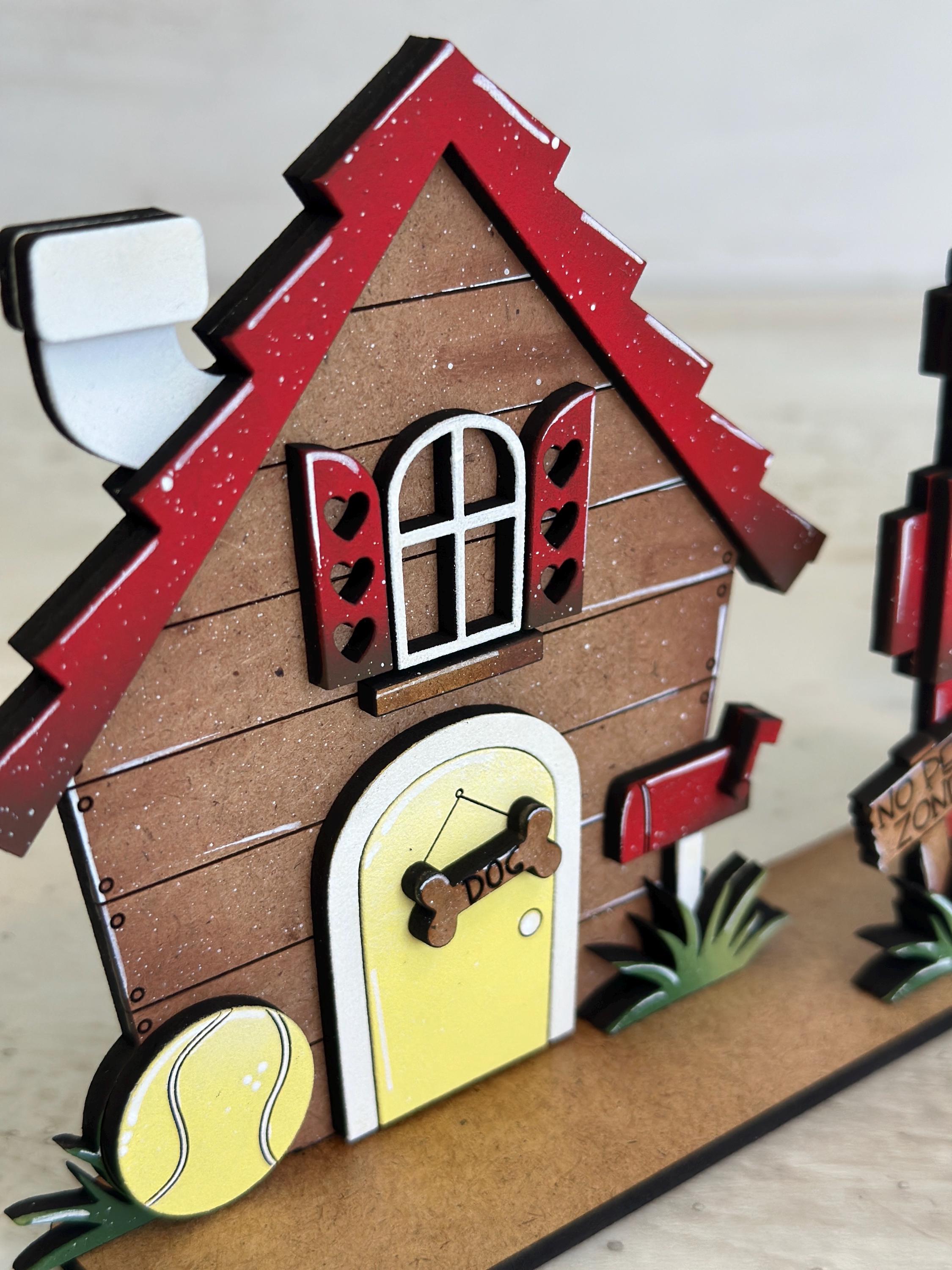 Dog Standing Houses File SVG, Glowforge, Puppy, Doghouse, Fire Hydrant ...