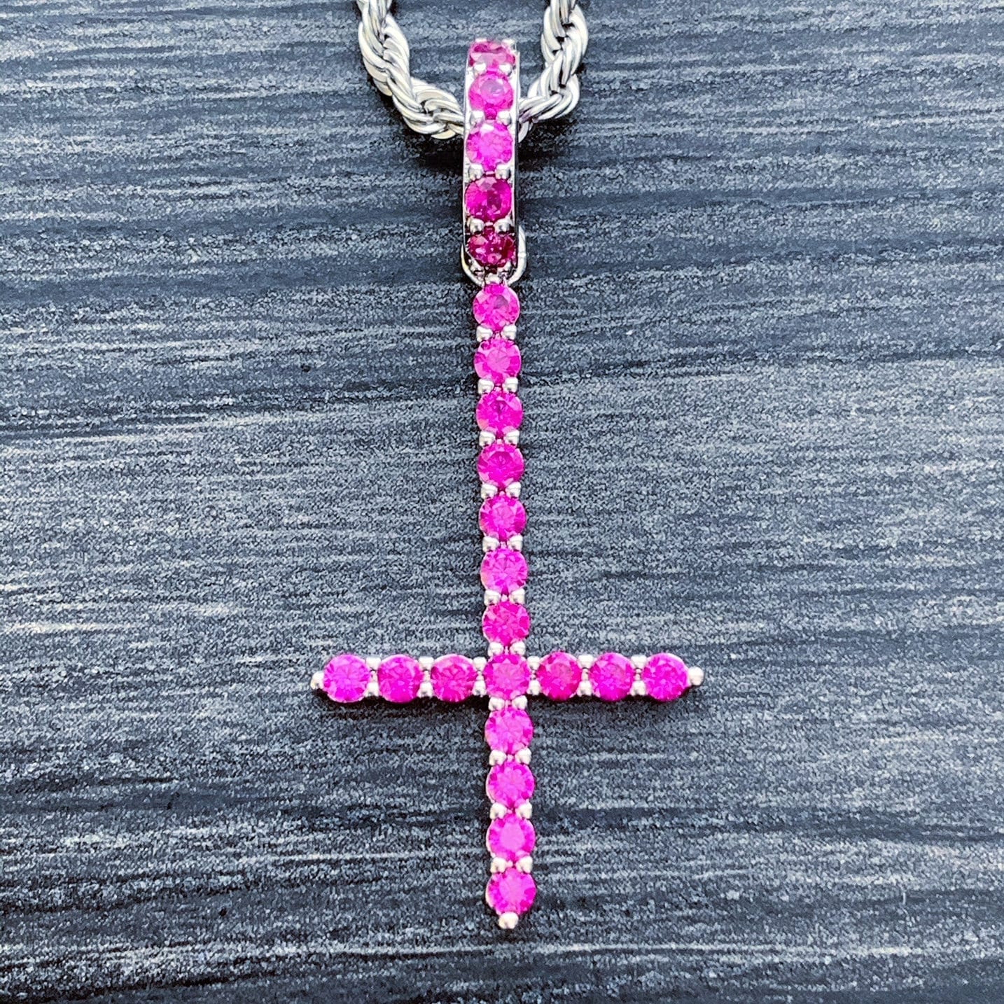 Dark Pink Cross Necklace Lil Peep Chain | Etsy