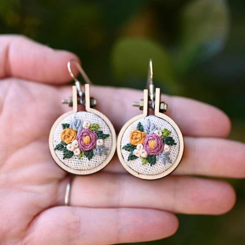 Embroidered Earrings - Etsy