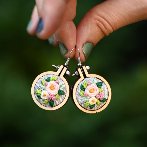 Embroidered Earrings - Etsy