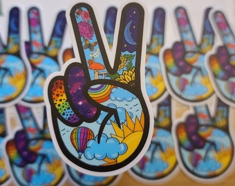 Flower Peace Sign Small Bumper Sticker / Laptop Decal - Etsy