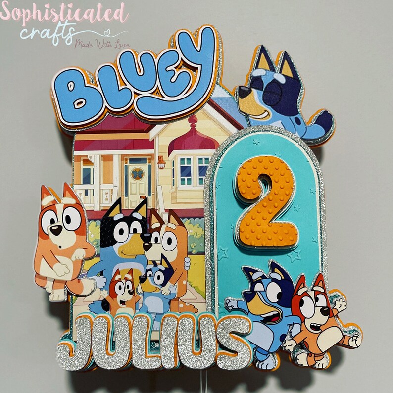 Bluey Cake Topper Blue Dog Cake Topper Bingo Cake Topper Topo De Bolo ...