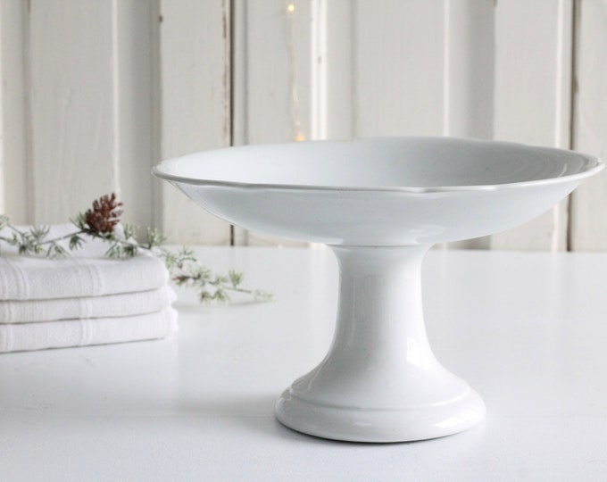 Antique Dutch White Ironstone Pedestal Cake Stand, Compote Serving Dish ...