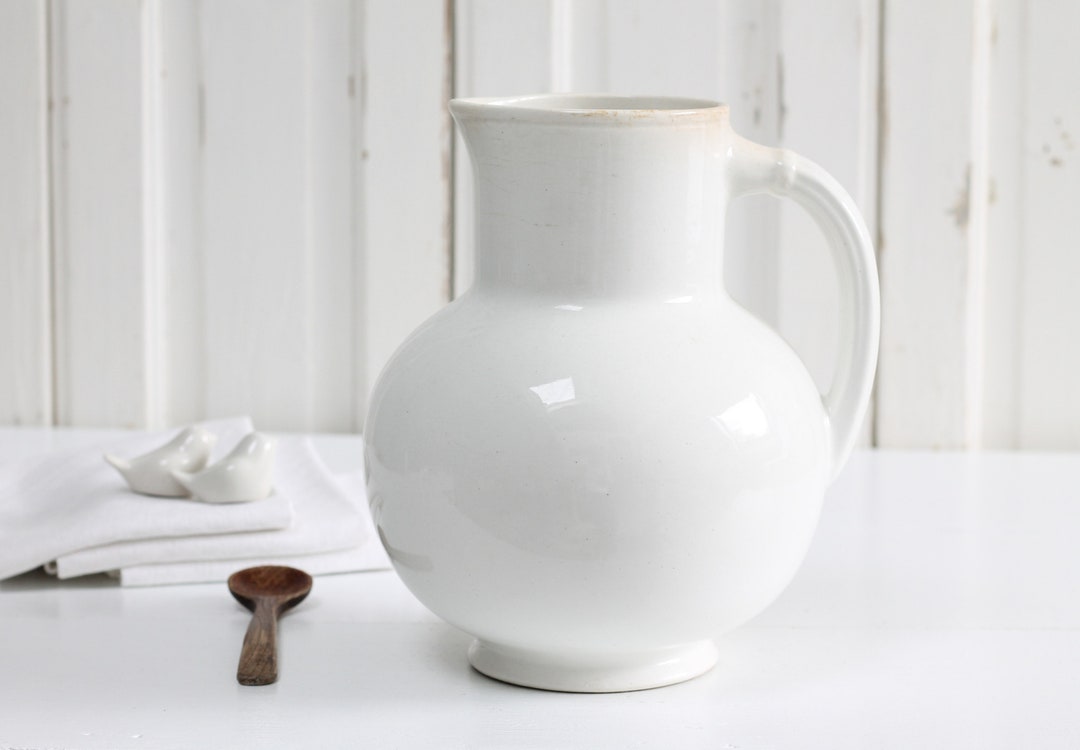 Antique Dutch Stained Stoneware Pitcher Petrus Regout, Old White ...