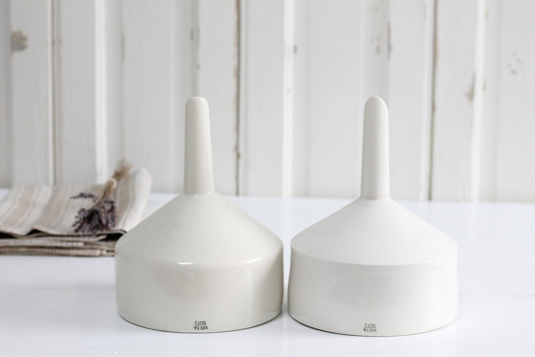 Vintage XL Ceramic Laboratory Funnel With Strainer, Heavy White ...