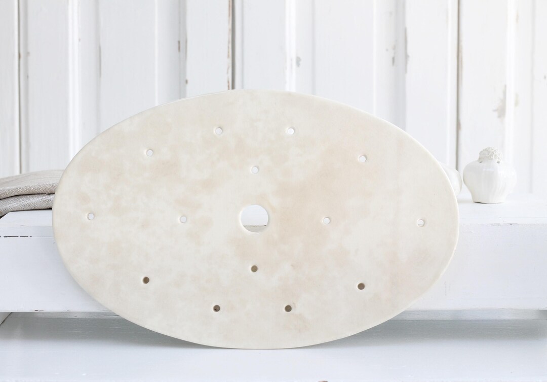 Antique Stained White Ironstone Draining Plate, Ceramic Drain Platter ...