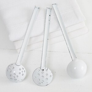 Vintage Little White Enamel Kitchen Spoon Rack for Children, Mini Wall ...