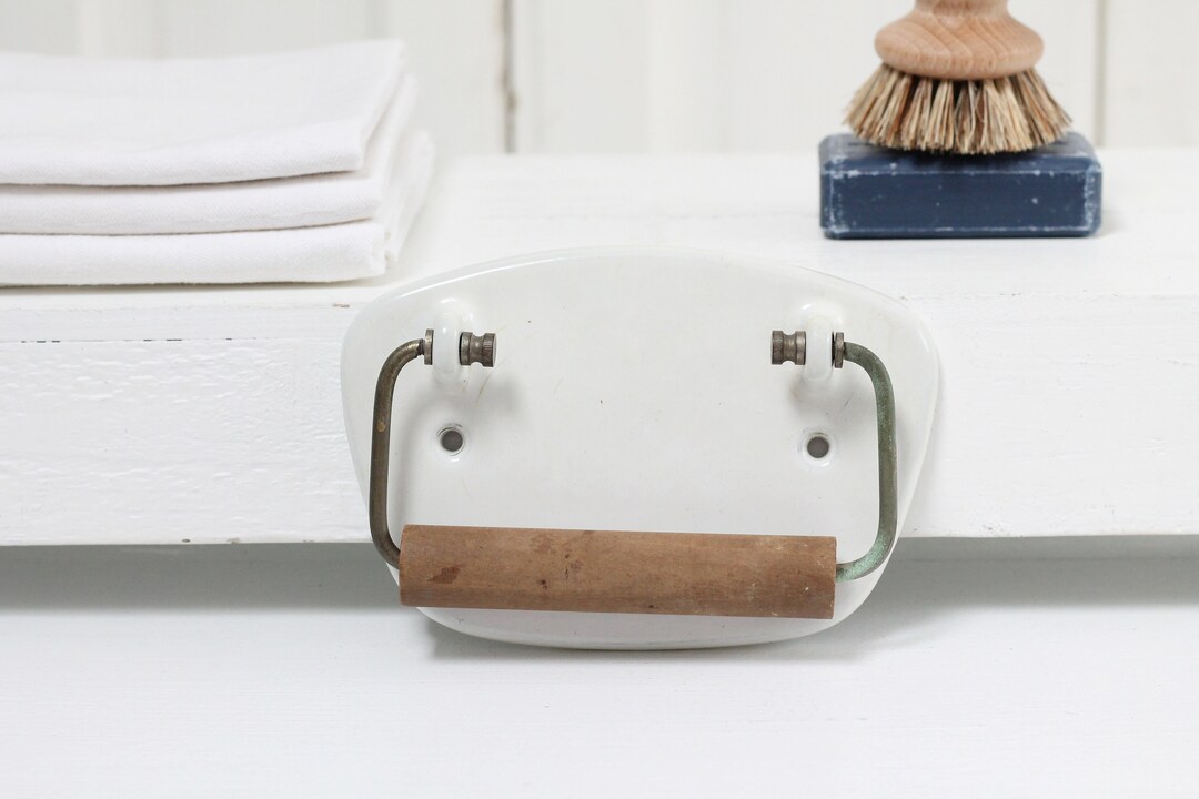 RARE Vintage French White Enamel Toilet Paper Holder for Wall Mounting ...