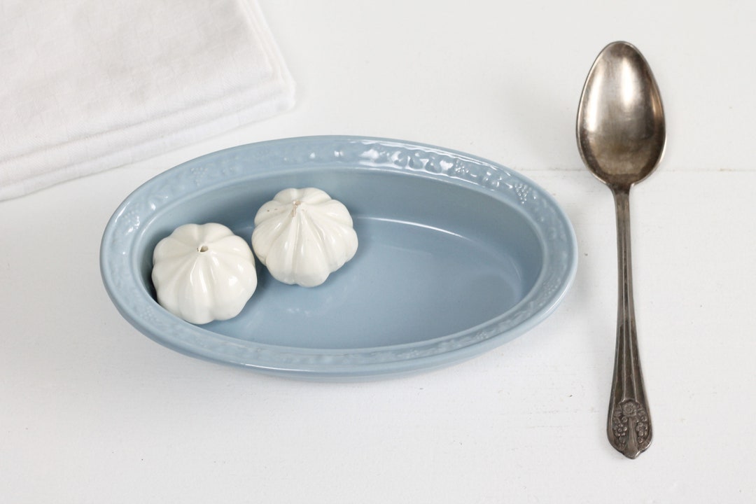 Vintage French Pale Blue Oval Oven Proof Porcelain Dish, Gratin Dish ...
