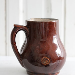 Vintage French Brown Stoneware Syrup Jug, Small Glazed Ceramic Pitcher ...