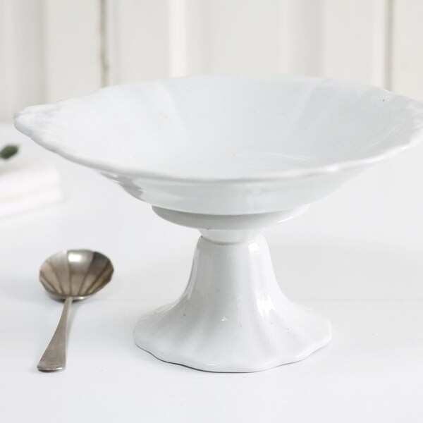 Antique White Ironstone Compote - Etsy