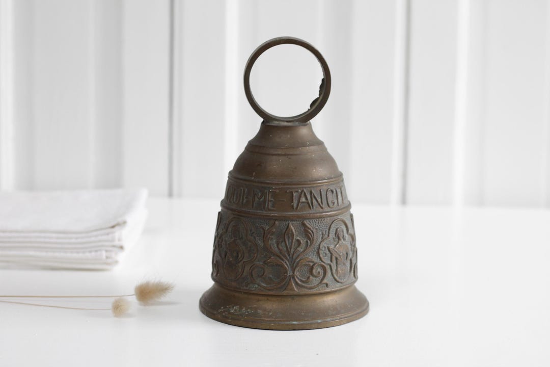 Antique Large Bronze Bell W Latin Engravings, Copper Monastery Door ...