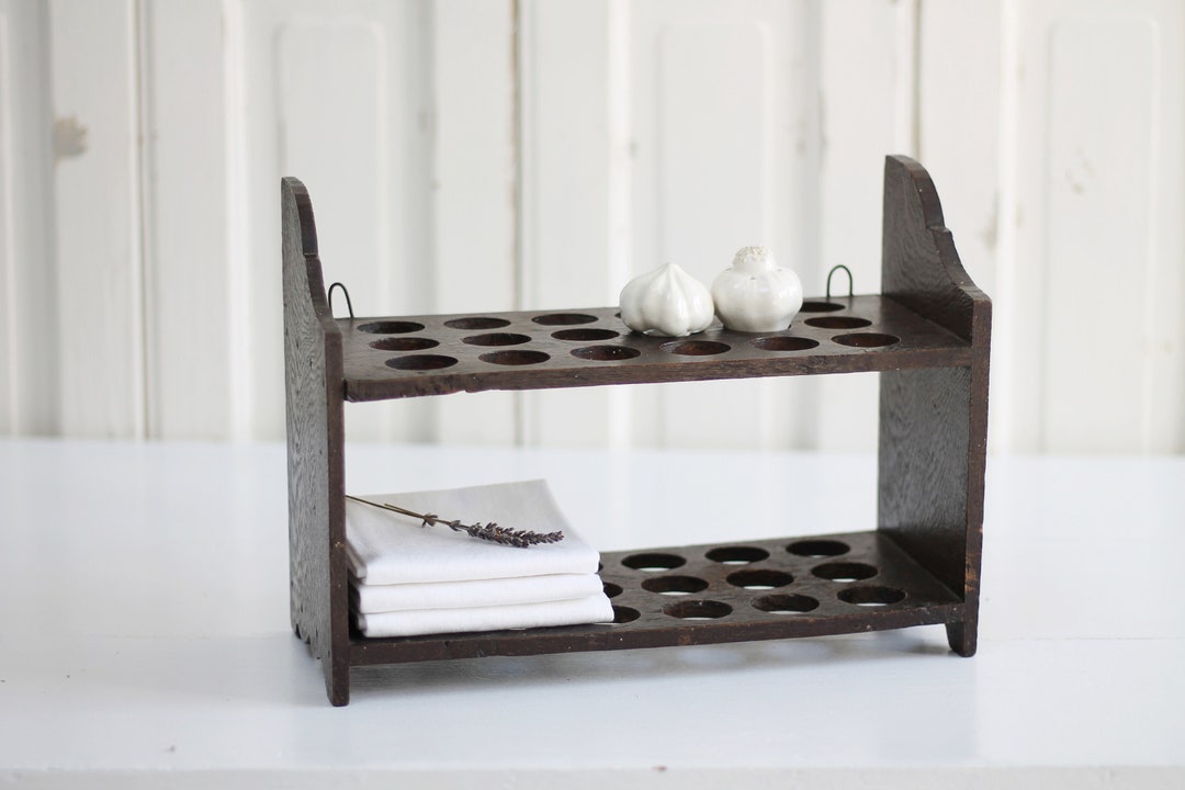 Antique French Two Tier Wooden Egg Rack for 36 Eggs, Primitive Handmade ...