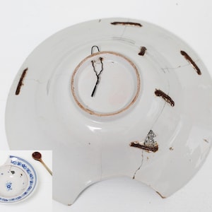 Antique 1800s French Blue Floral Majolica Barbers Shaving Bowl With ...