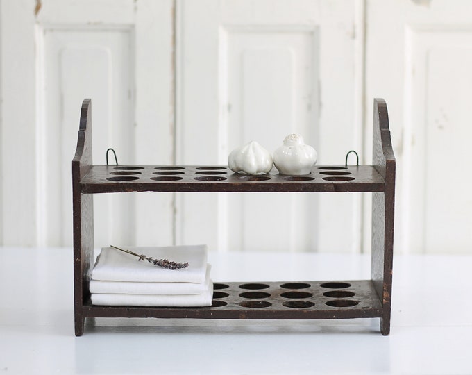 Antique French Two Tier Wooden Egg Rack for 36 Eggs, Primitive Handmade ...