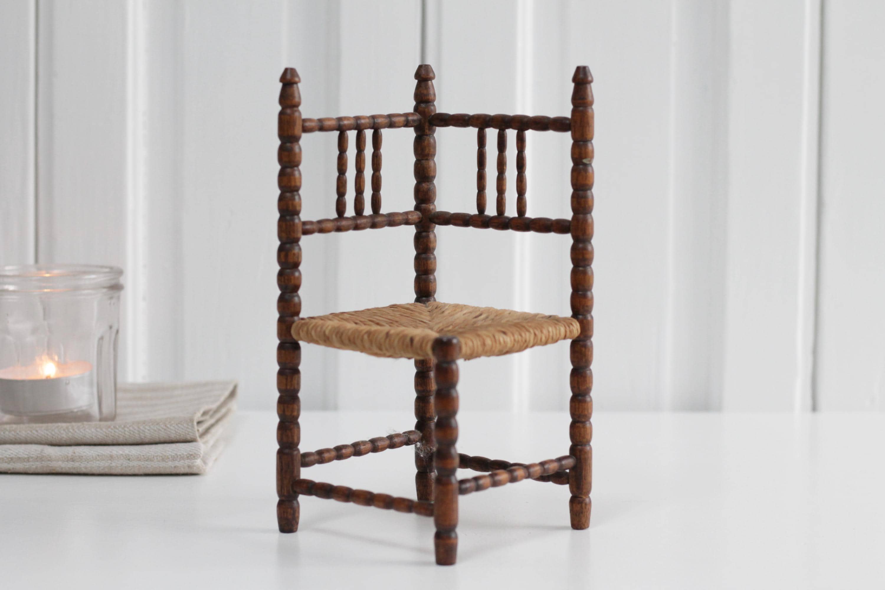 Vintage Dutch MINIATURE Bobbin Corner Chair, Salesman Sample Furniture ...