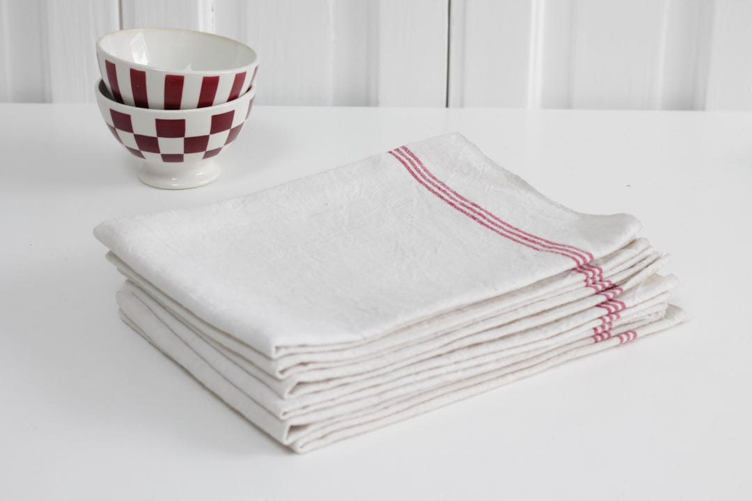 Antique Traditional French Linen Kitchen Towels, Handmade Kitchen ...