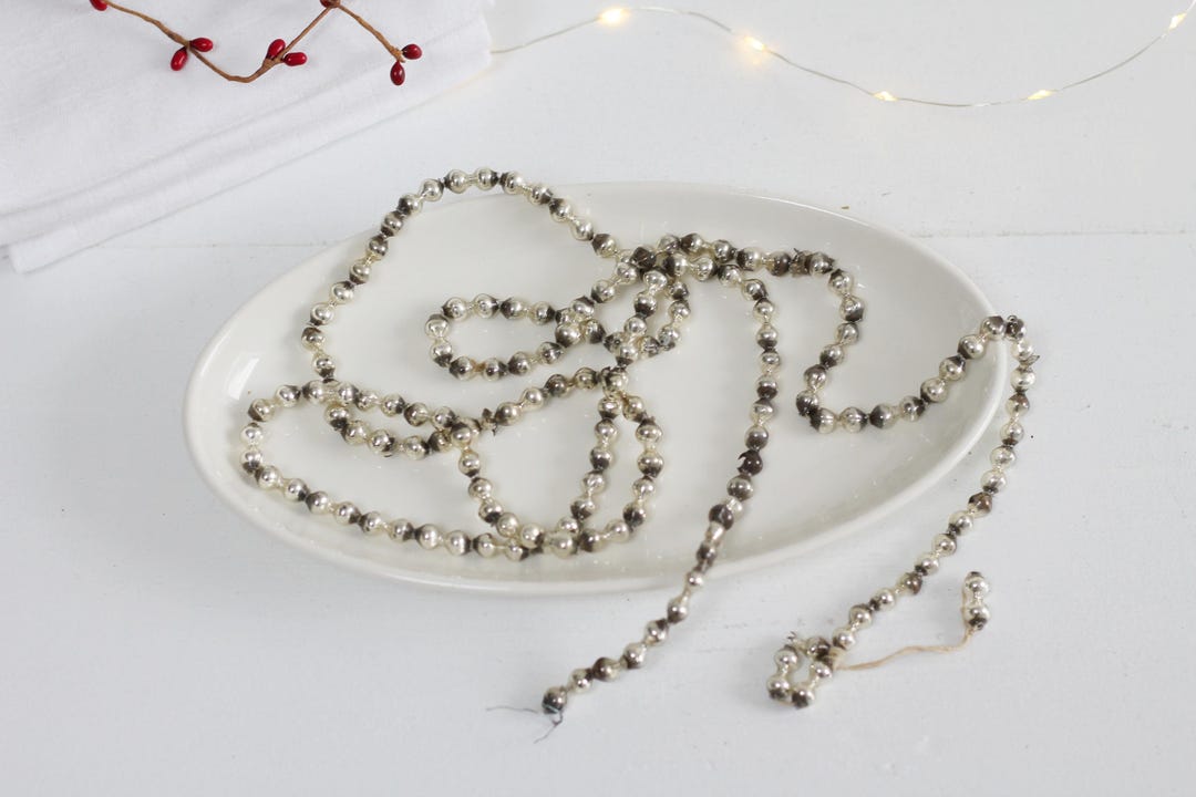 Antique Silver Mercury Glass Garland With Double Beads for Christmas ...