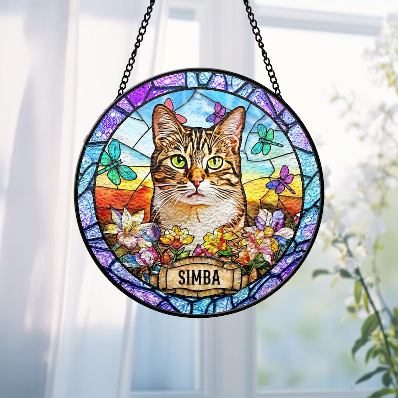Personalized Pet Memorial Gift, Custom Pet Portrait Stained Glass ...