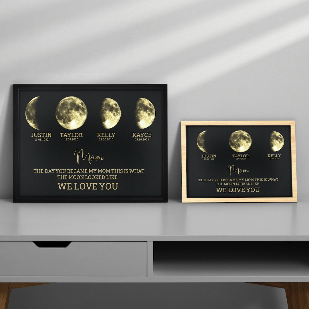 Custom Moon Phase Frame, Personalized Moon Phase Frame, Mother’s Day ...