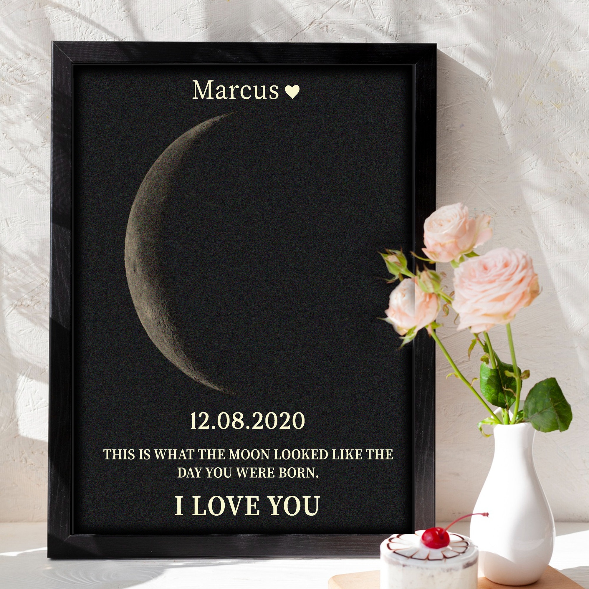 Custom Moon Phase Frame, Moon Phase Print Sign, Birthday Gift, Mothers ...