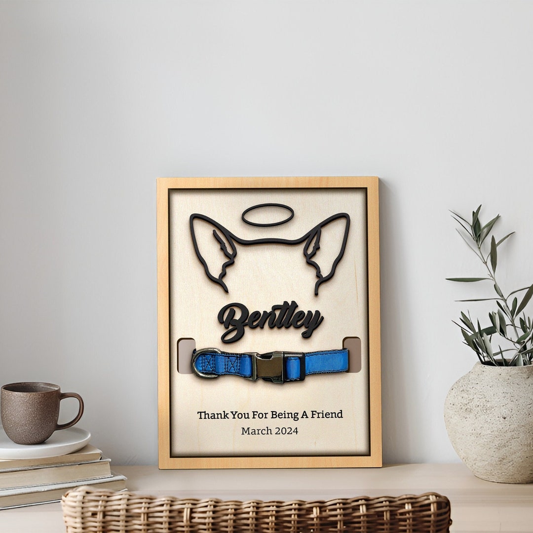 Custom Dog Ear Framed Art, Personalized Loss of Pet Gift, Dog Memorial ...