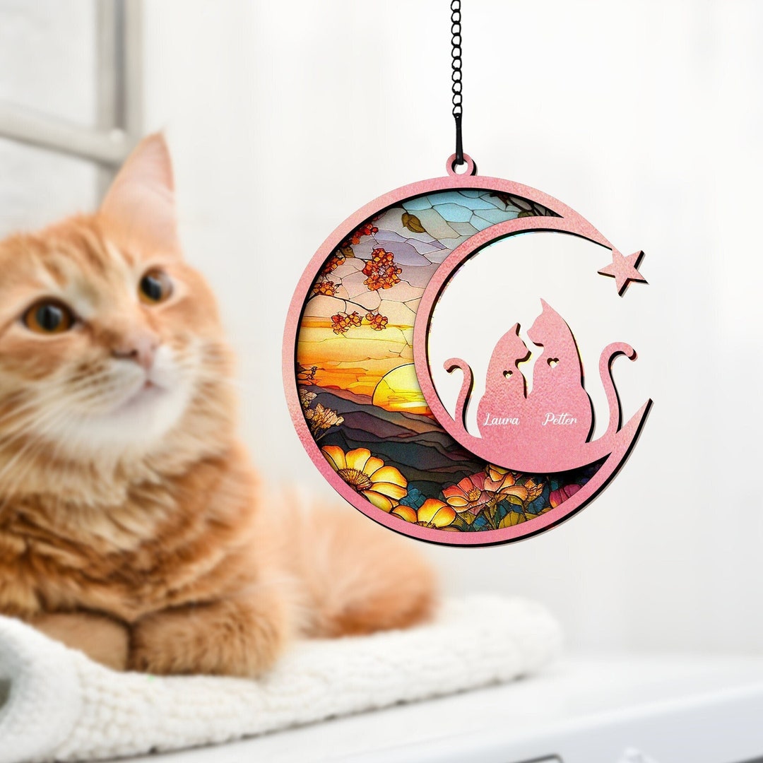 Personalized Couple Pet on Moon Loss of Pet Sympathy Gift, Custom Name ...