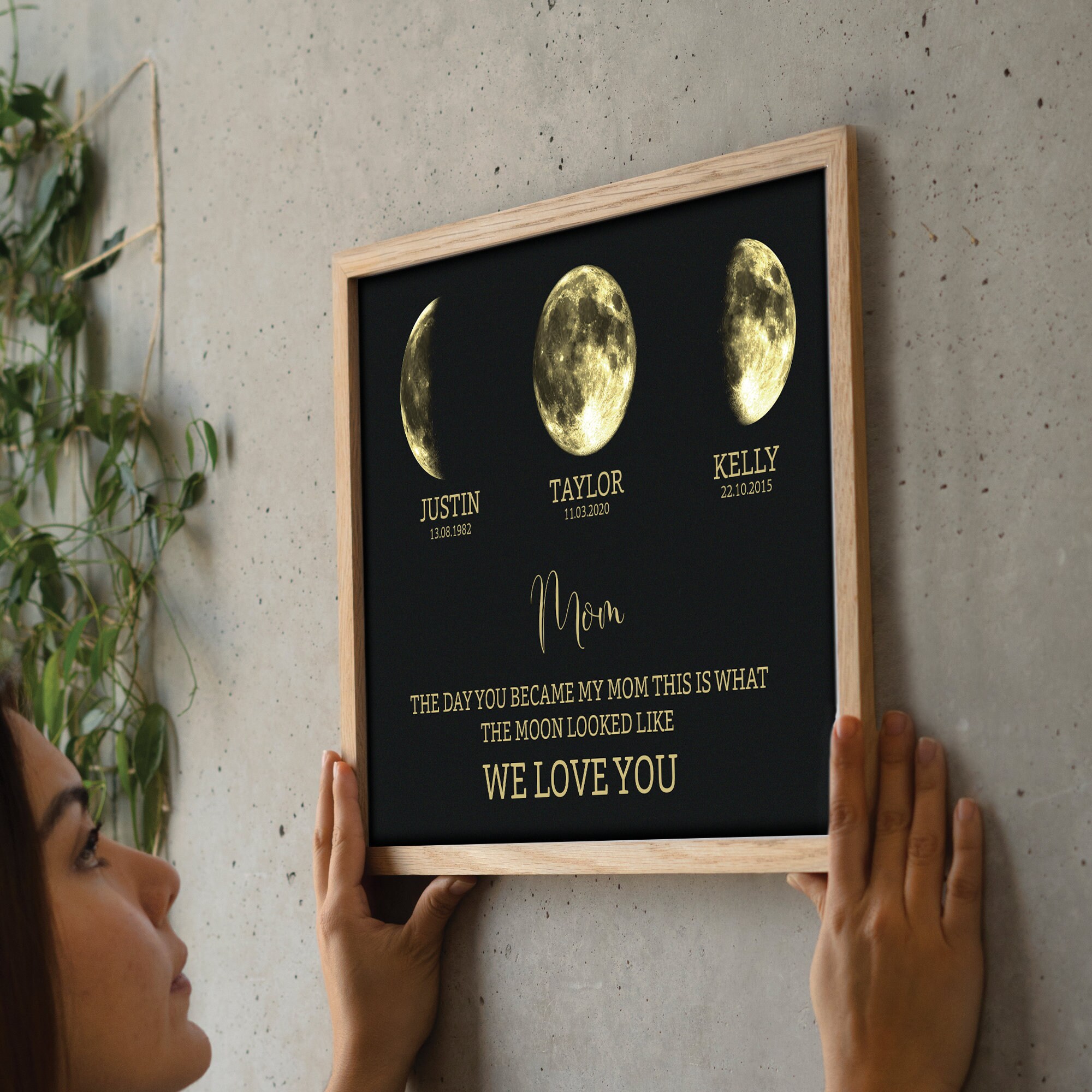 Custom Moon Phase Frame, Personalized Moon Phase Frame, Mother’s Day ...