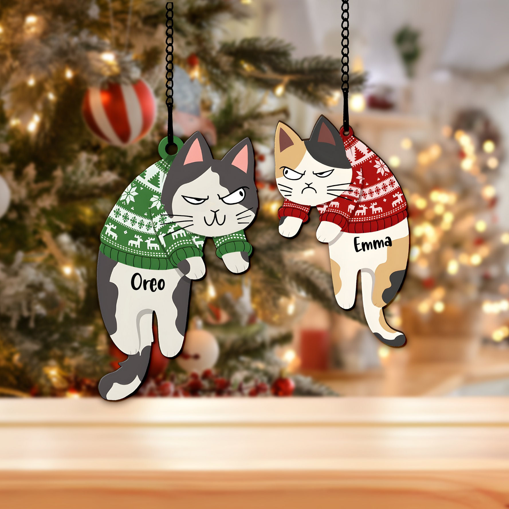 Custom Funny Cats Ornament, Personalized Christmas 2023 Ornament, Gift ...