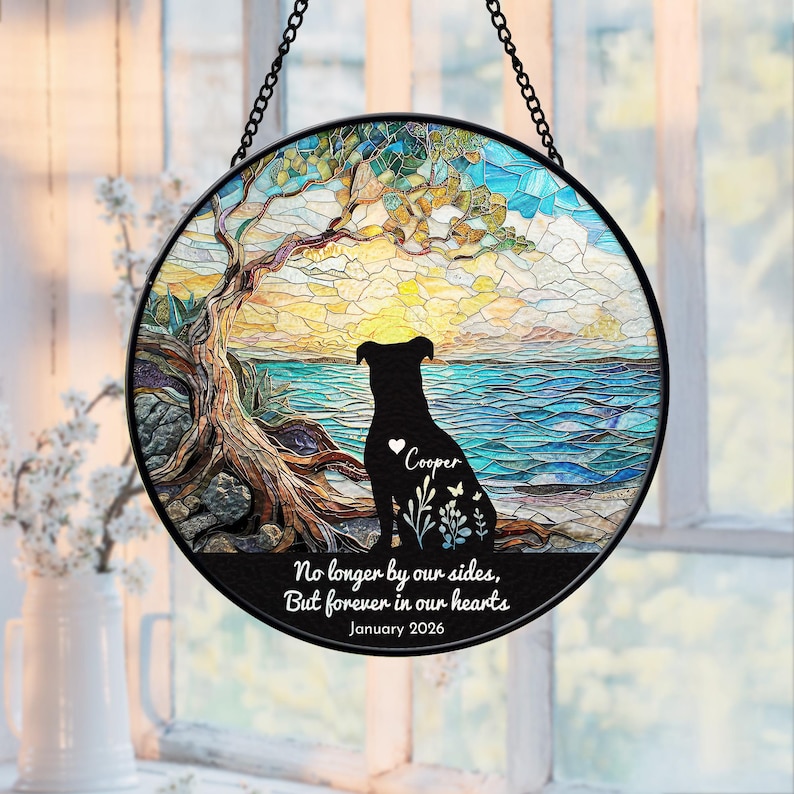 Personalized Dog Memorial Stained Glass Suncatcher, Loss of Dog ...