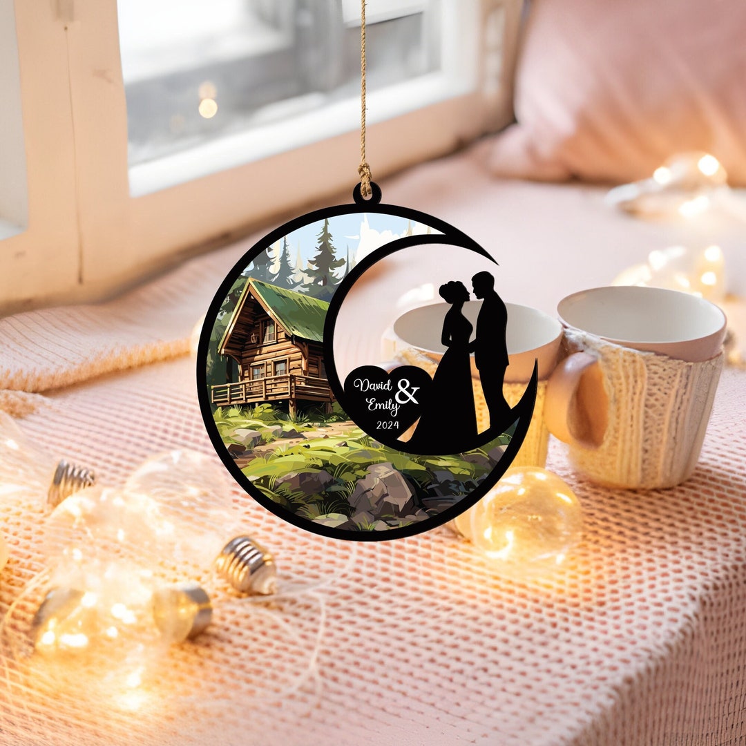 Personalized Couple Wedding Suncatcher Ornament, Wedding Gift, Engaged ...