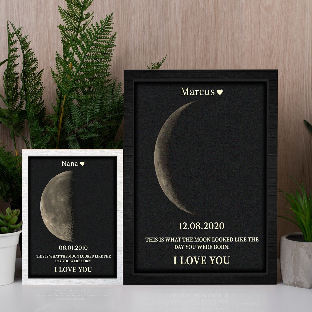 Custom Moon Phase Frame, Moon Phase Print Sign, Birthday Gift, Mother’s ...