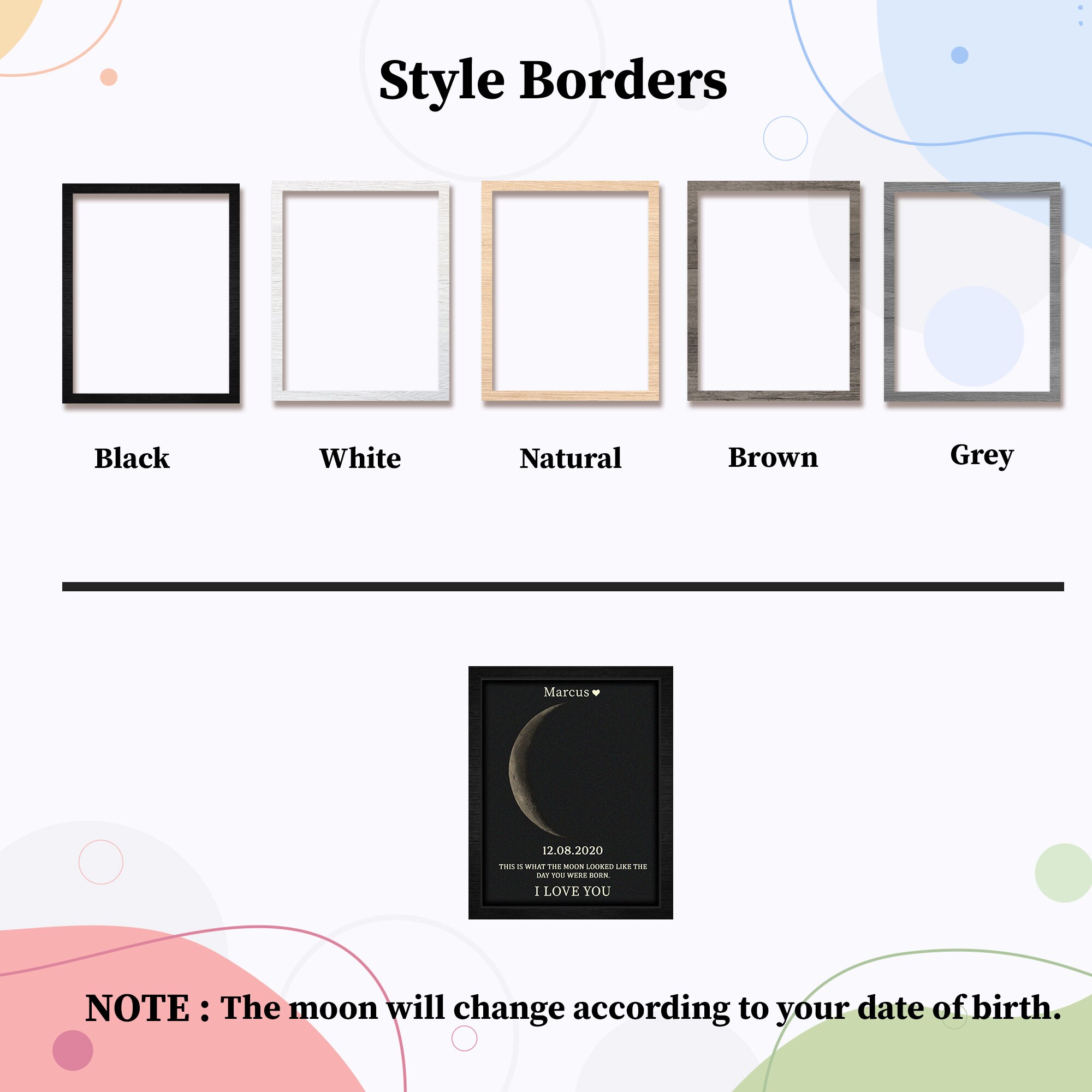 Custom Moon Phase Frame, Moon Phase Print Sign, Birthday Gift, Mothers ...