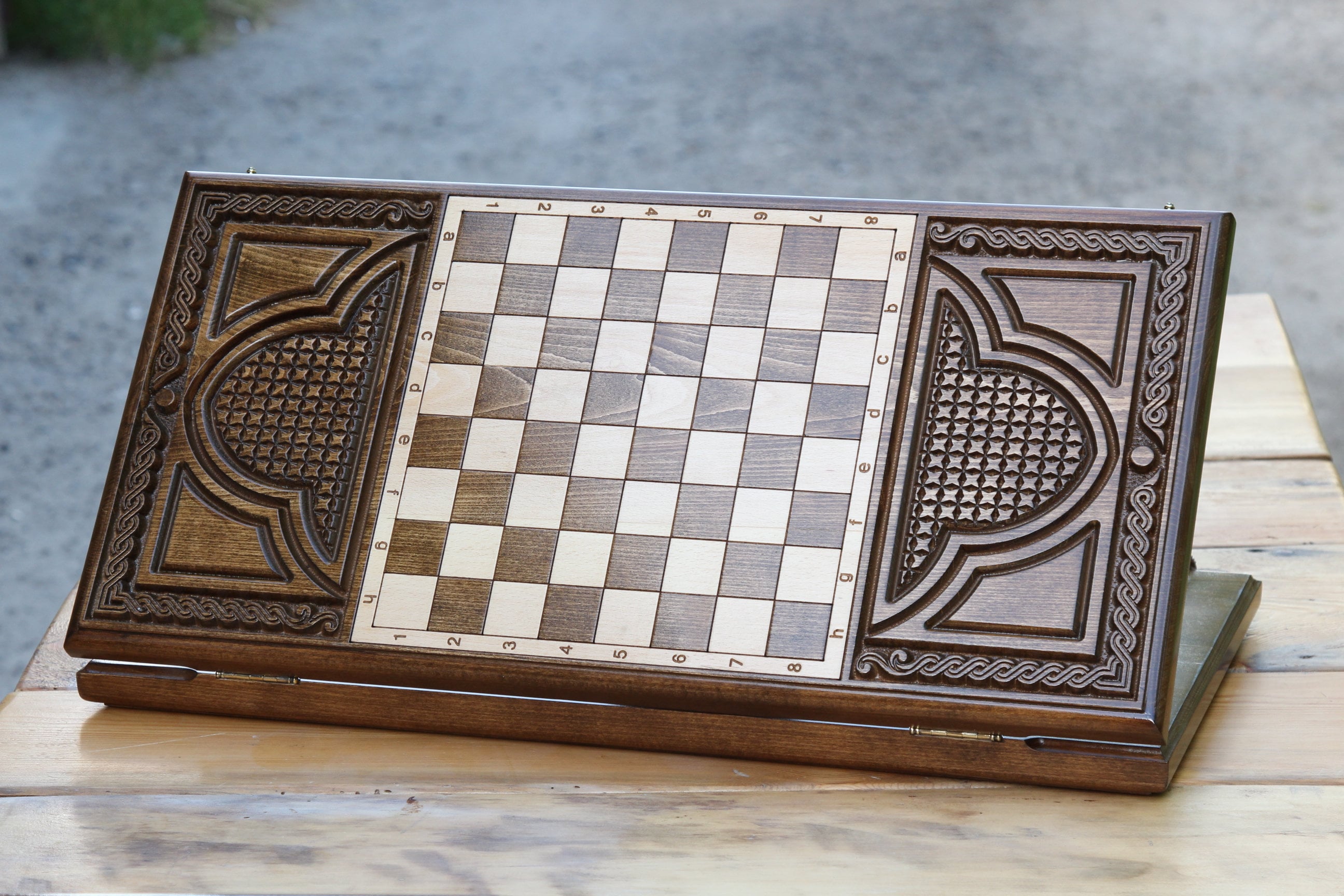 Backgammon Set Carved Wooden Luxury Board Game Wood Armenian - Etsy
