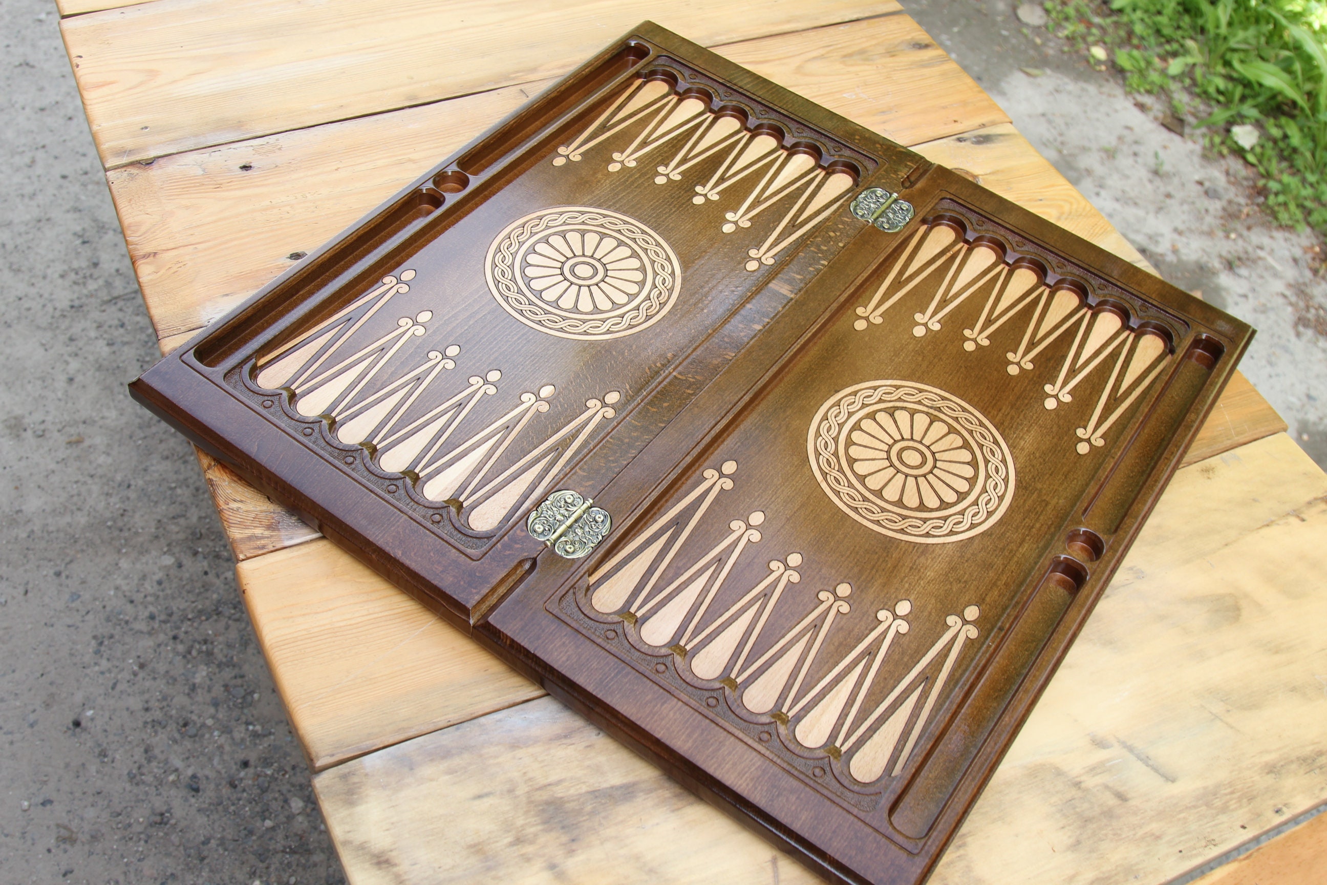 Backgammon Set Carved Wooden Luxury Board Game Wood Armenian - Etsy