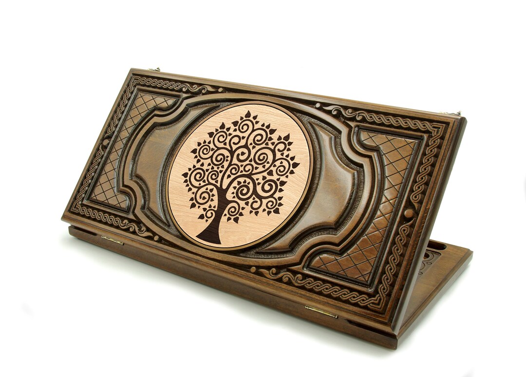 Backgammon Set Tree of Life Wooden Board Game Wood Backgammon Handmade ...