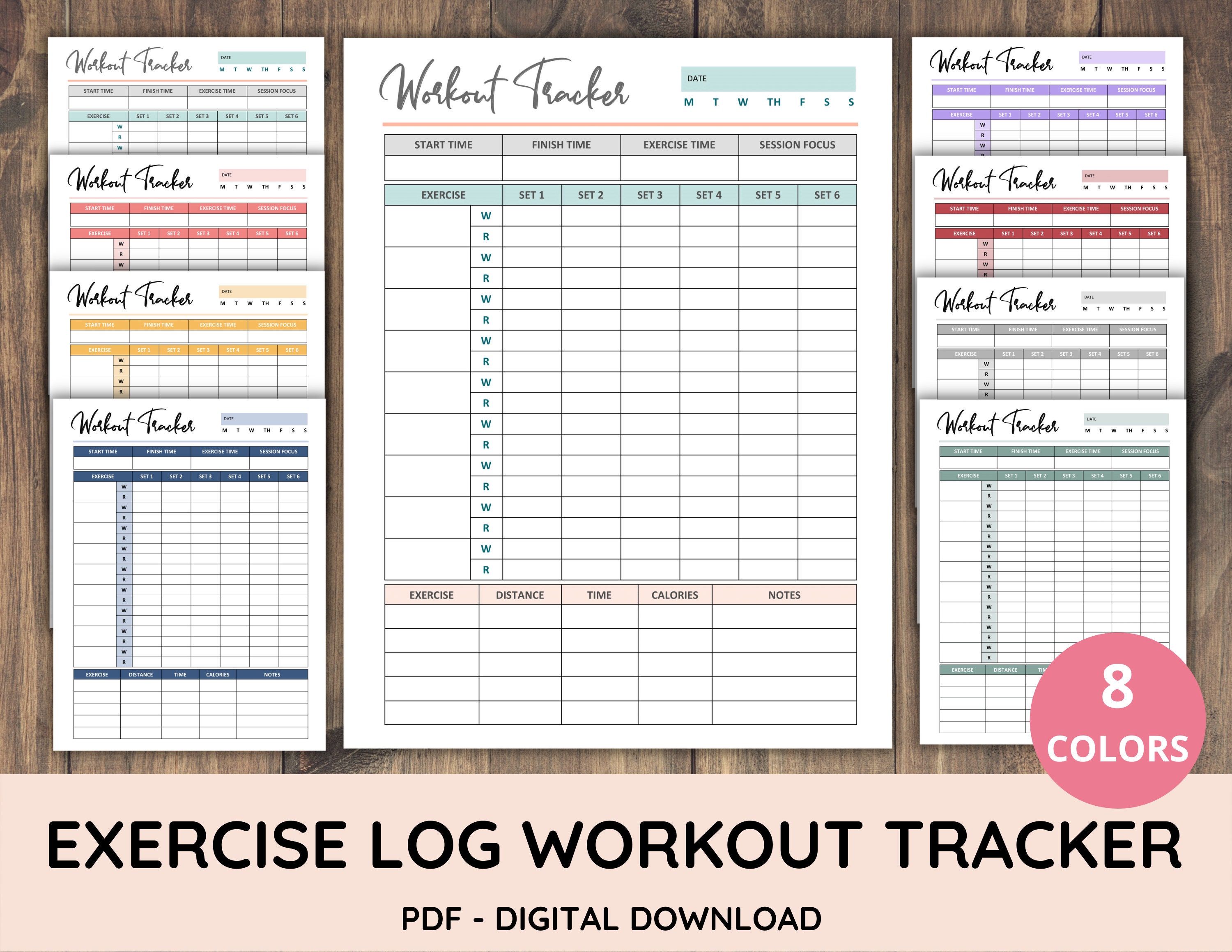 Fitness Planner, Workout Log, Exercise Log, Health and Fitness ...