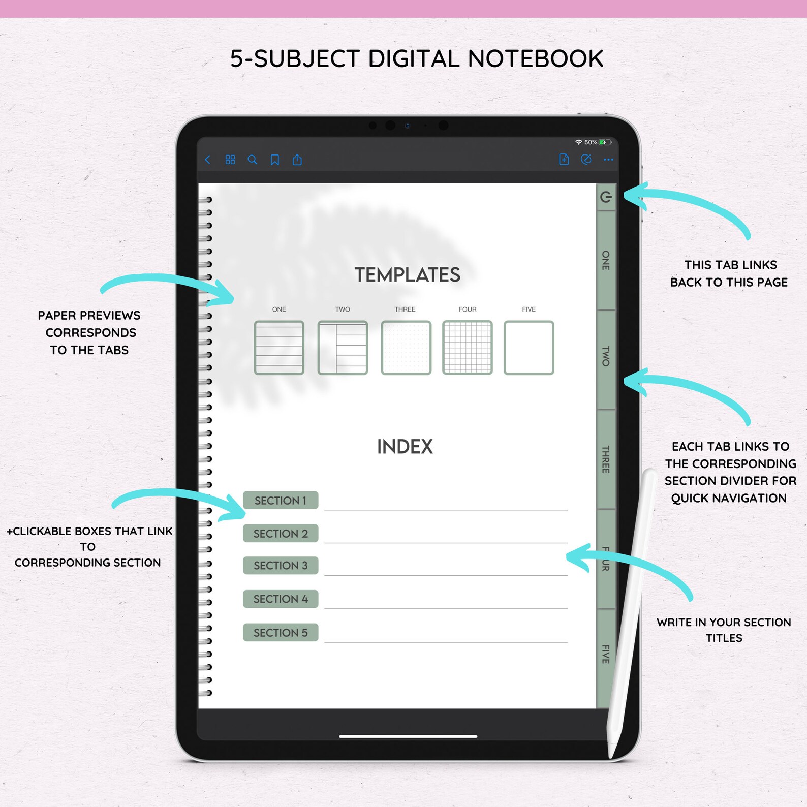 Digital Notebook, Digital Bullet Journal, Digital Daily Journal, Black ...