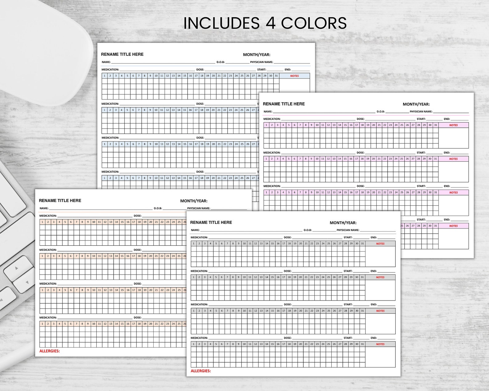 Fillable Medication Log, Medicine Organizer, Medication Tracker ...