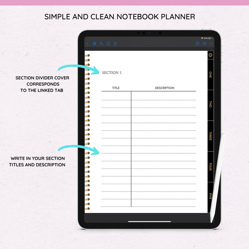 Digital Notebook, Digital Bullet Journal, Digital Daily Journal, Black ...