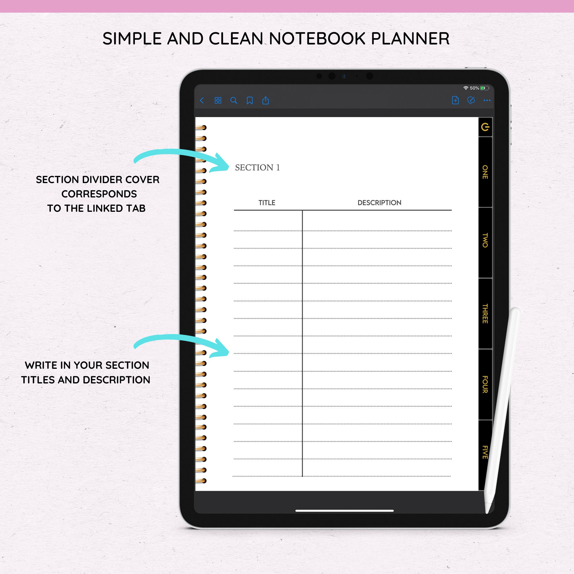Digital Notebook, Digital Bullet Journal, Digital Daily Journal, Black ...