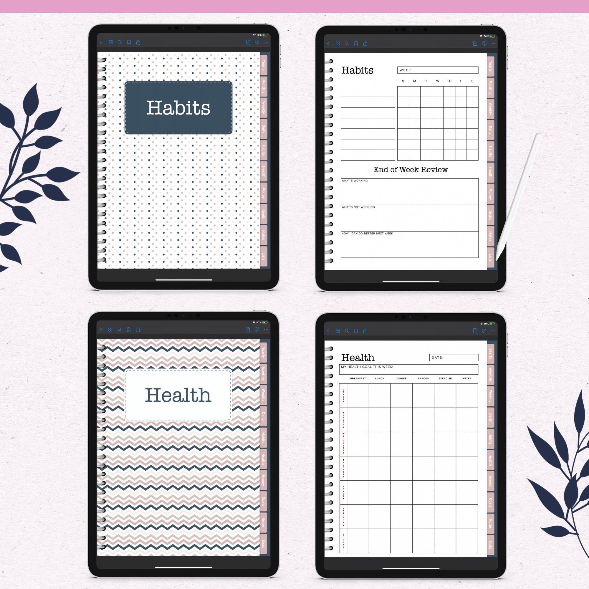 Digital Planner Undated Digital Planner Digital Planner | Etsy