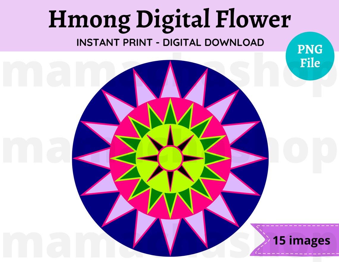 Hmong Digital Flower Print Hmong Embroidery Digital Patch | Etsy