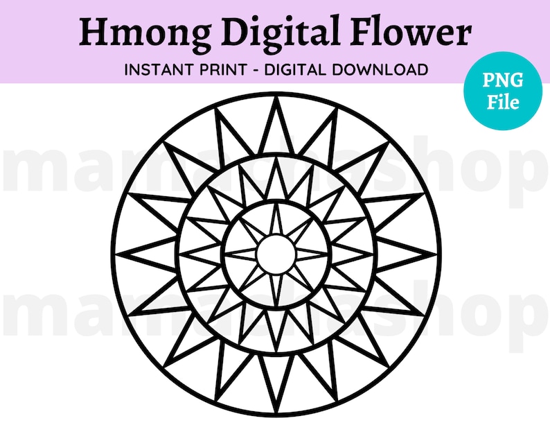 Hmong Digital Flower Print | Hmong Embroidery Digital Patch | Hmong PNG ...