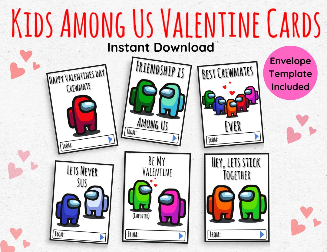 Kids Valentines Cards, Valentines Day Cards for Kids, Among Us ...