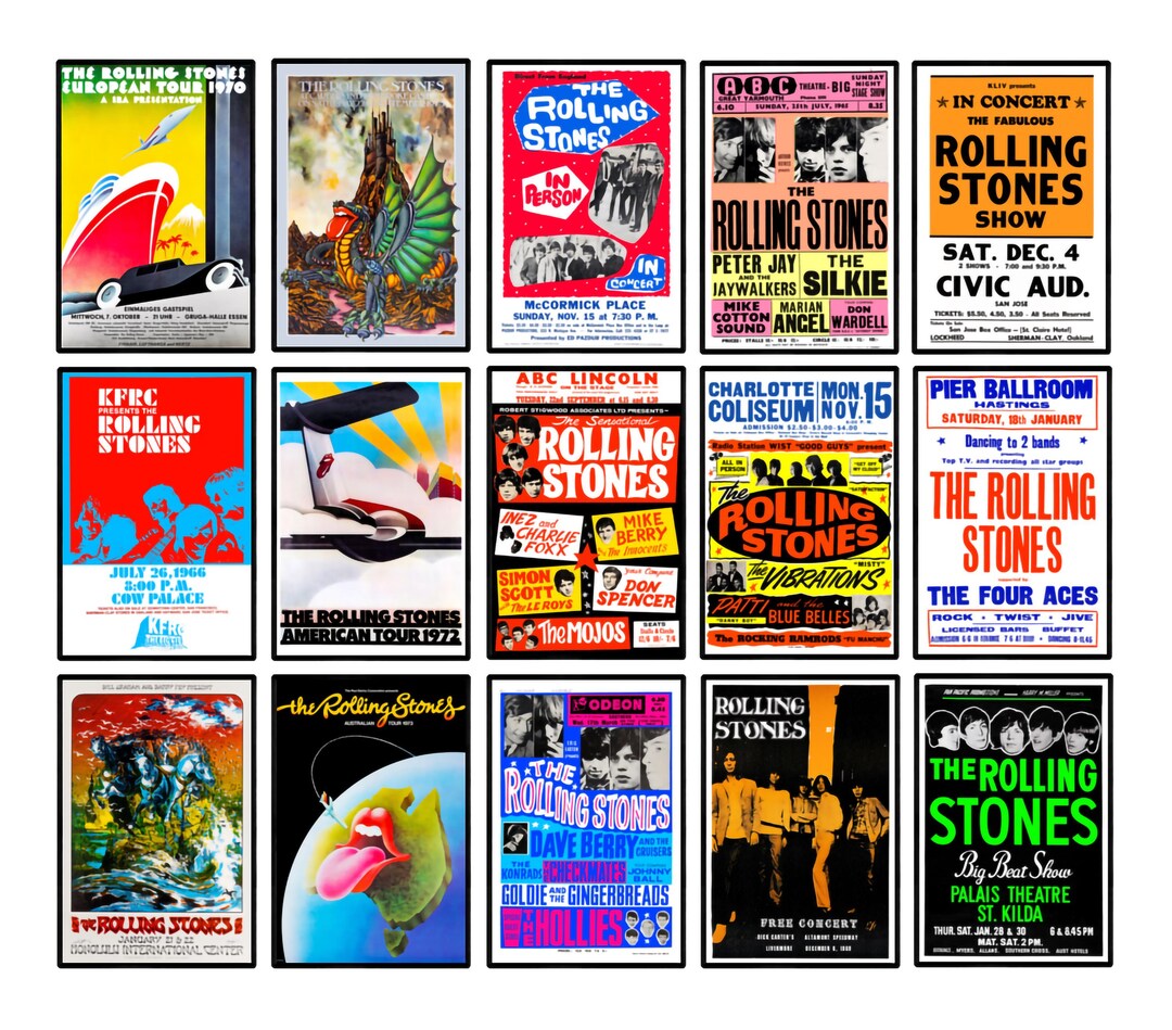 The Rolling Stones Concert Posters Vintage Rock N Roll Mick Jagger ...