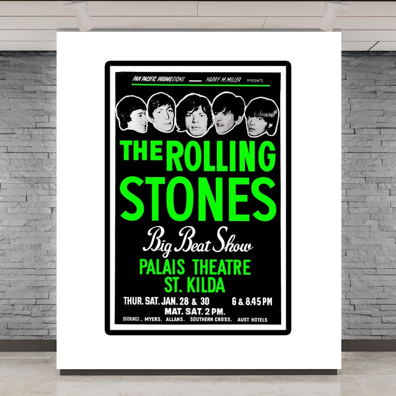 The Rolling Stones Concert Posters Vintage Rock N Roll Mick Jagger ...