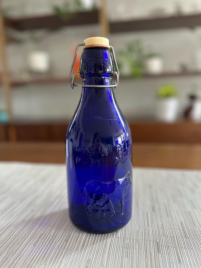 Vintage Thatcher's Dairy Cobalt Blue Milk Bottle - One Quart - Etsy