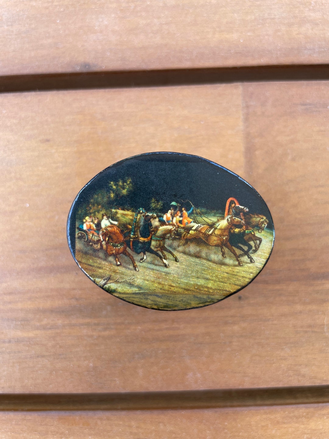 Vintage Trinket Box | Russian Lacquer Trinket Box | Vintage Russian ...